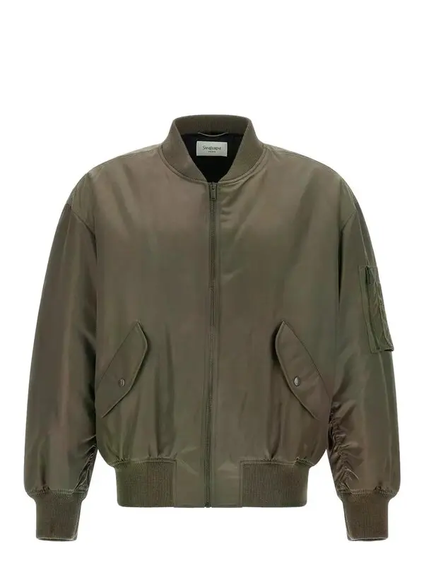 Saint Laurent Ribbed-cuff Bomber Jacket - Green