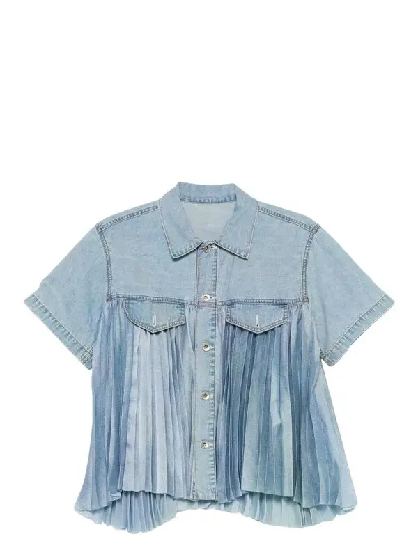 Sacai Pleated Denim Shirt - Blue