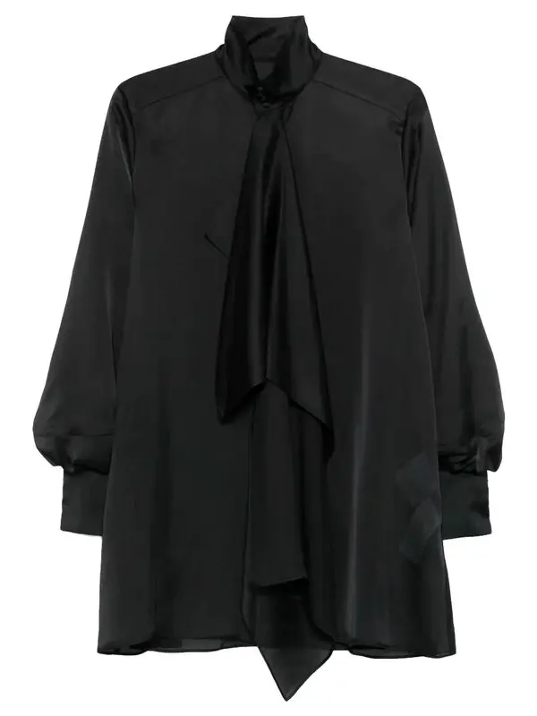 Sacai High-neck Draped Mini Dress - Black