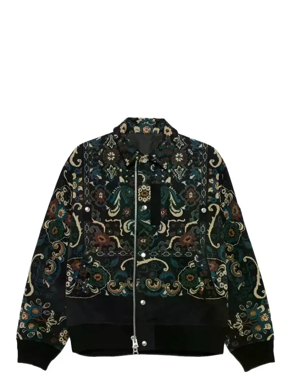 Sacai Paisley-print Zip-front Jacket - Black
