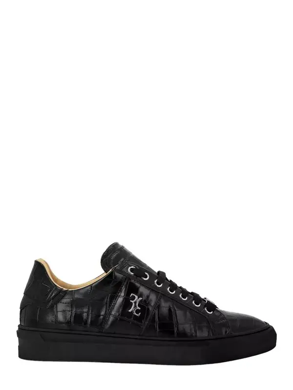 BILLIONAIRE Crocodile-effect Leather Sneakers - Black