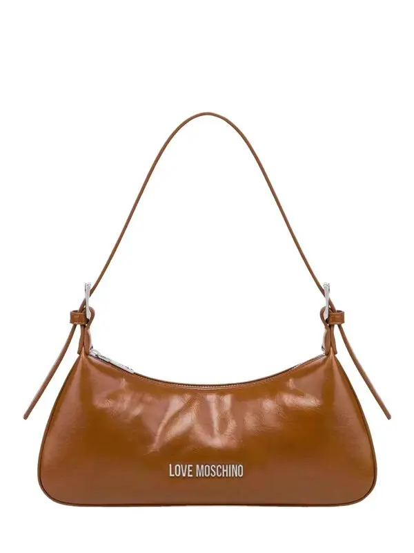 Moschino Curved Leather Shoulder Bag - Brown