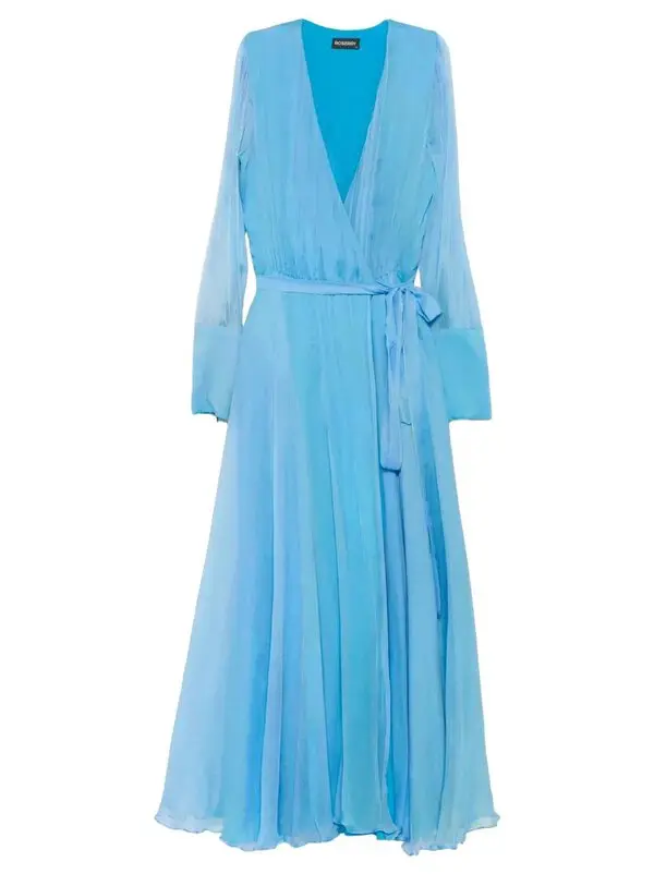 ROSERRY Wrap-effect Long-sleeve Midi Dress - Blue