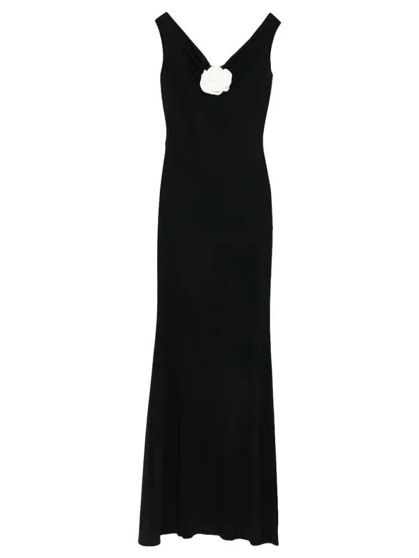 ROSERRY Flower Embellished Maxi Gown - Black
