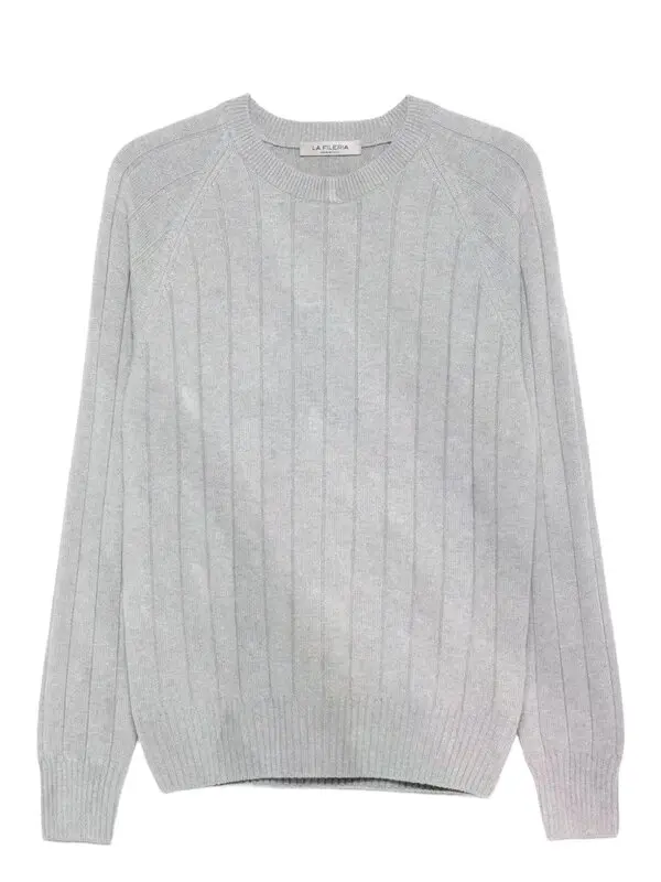 FILERIA Ribbed Crew-neck Sweater - Grey