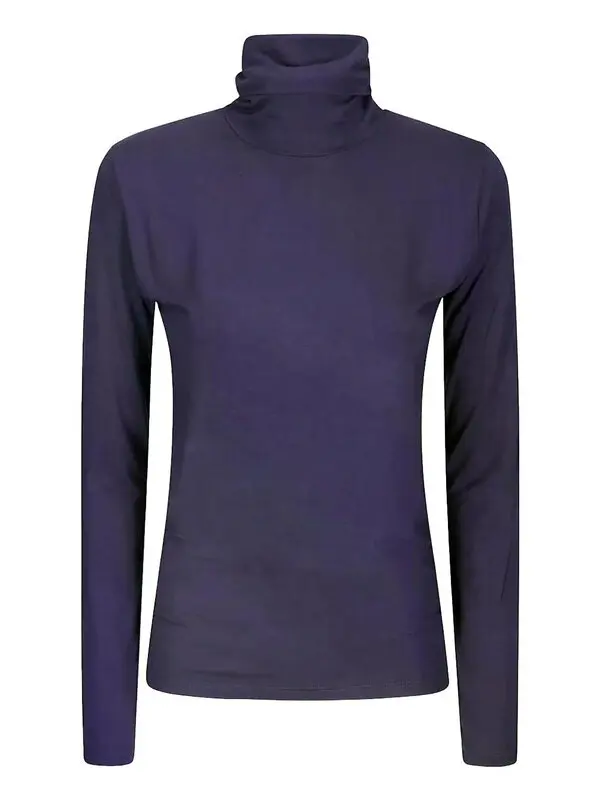 HIRA Long-sleeve Ribbed Turtleneck Top - Blue