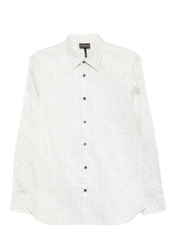 Emporio Armani Patterned Cotton Shirt - White