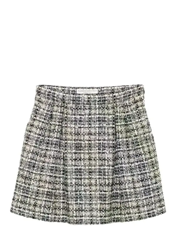 Alessandra Rich Checked Lurex Tweed Skirt - Black