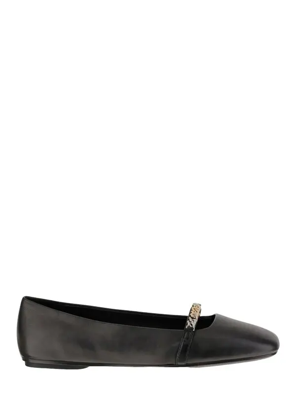 Pinko Chain-embellished Leather Ballet Flats - Black
