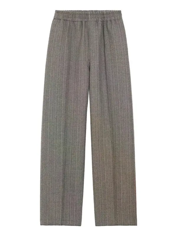 Ami Herringbone Elasticated Wool Trousers - Grey