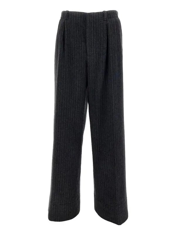 DURAZZI MILANO Pinstripe Pleated Trousers - Black