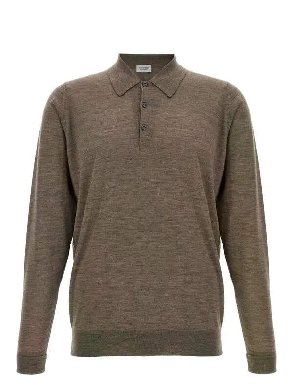 John Smedley Polo Neck Merino Wool Sweater - Brown