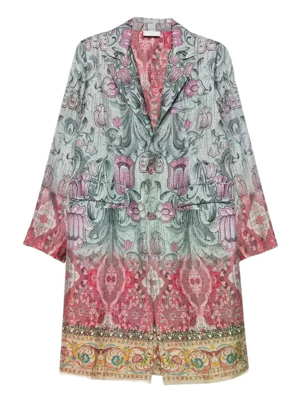 PIERRE-LOUIS MASCIA Floral-pattern Embellished Coat - Green