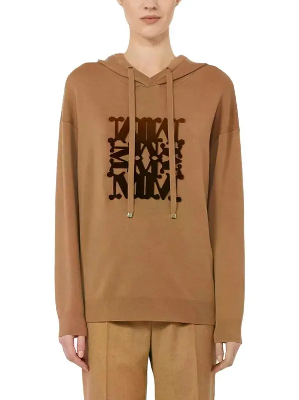 Max Mara Hooded Logo Patch Hoodie - Neutrals