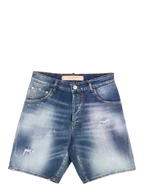 YES LONDON Distressed Denim Shorts - Blue
