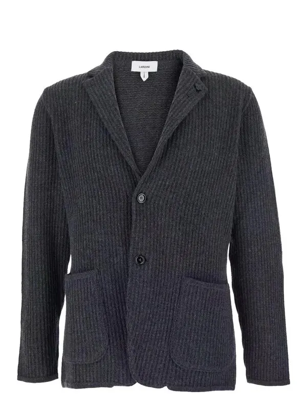 LARDINI Ribbed Two-button Blazer Cardigan - Grey
