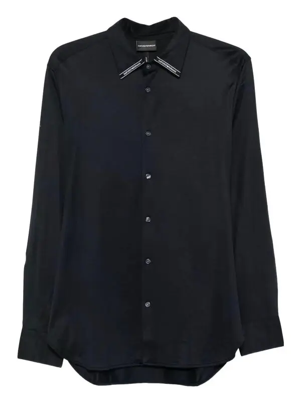 Emporio Armani Logo-tab Long-sleeve Shirt - Blue