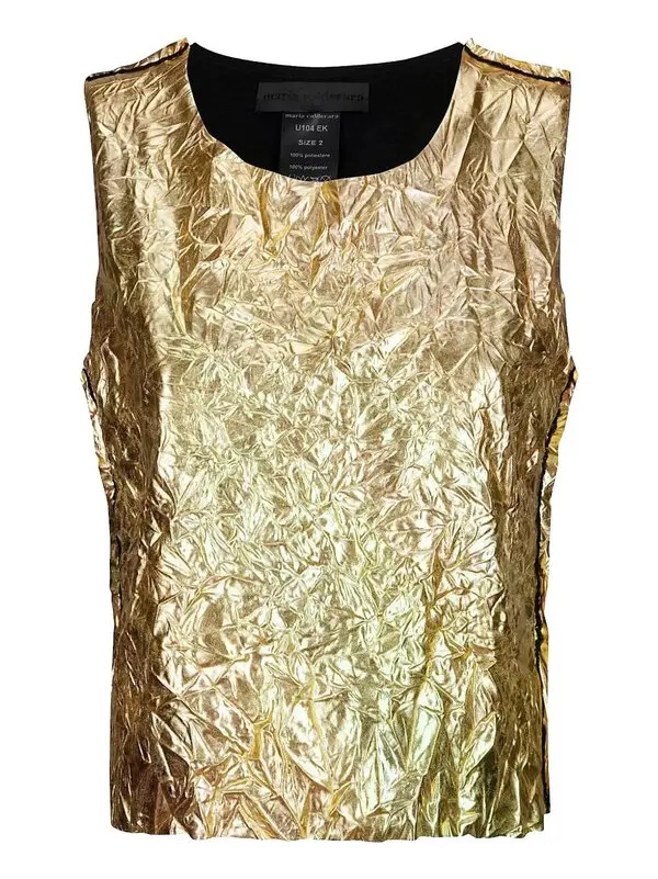 MARIA CALDERARA Metallic-effect Crumpled Top - Gold
