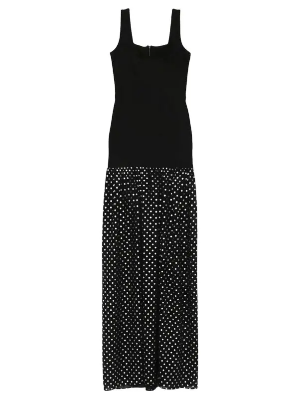 ROSERRY Polka-dot Square-neck Maxi Dress - Black