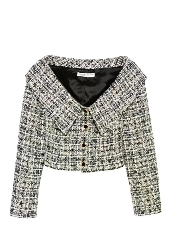 Alessandra Rich Checked Lurex Tweed Jacket - Black