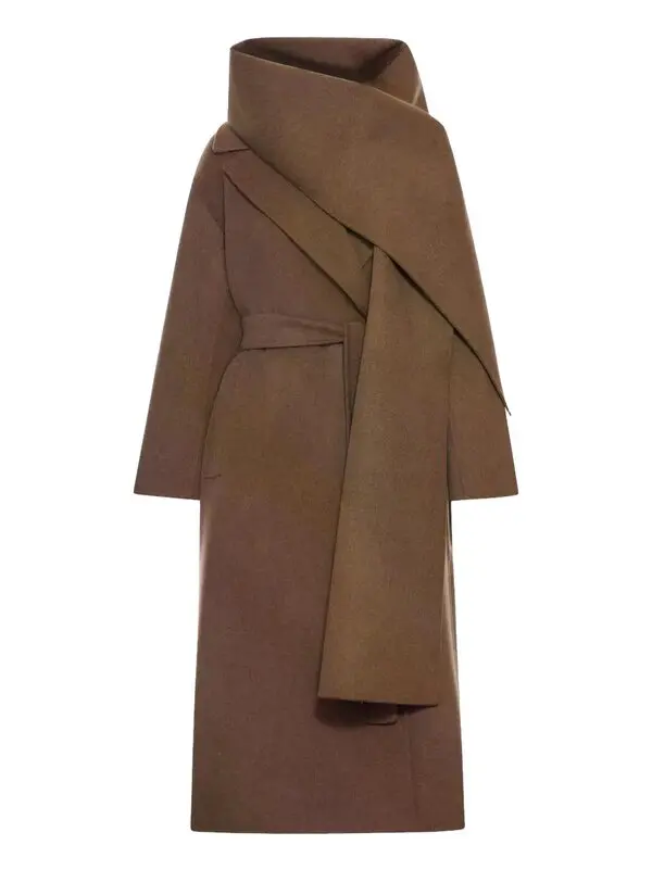Max Mara Wrap-collar Belted Coat - Brown