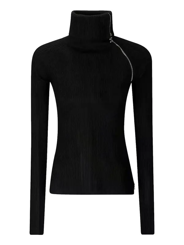 Sportmax Ribbed Knit Zip-detail Sweater - Black