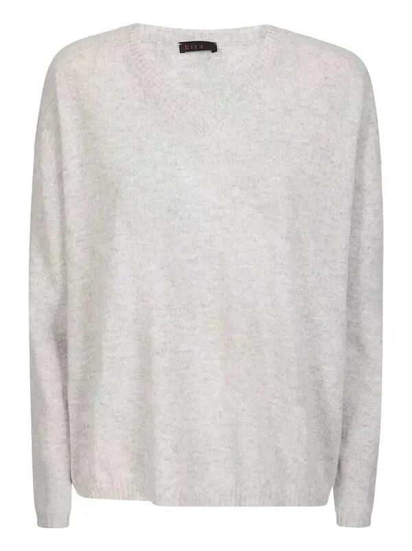 HIRA V-neck Long Sleeve Sweater - Grey