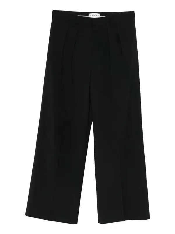 Iceberg Pleated Wide-leg Trousers - Black