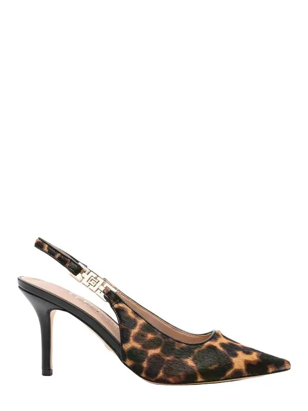 Guess 85mm Leopard Print Slingback Pumps - Brown