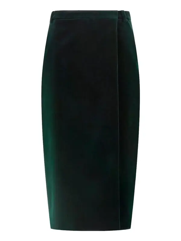 Saint Laurent Velvet Midi Skirt - Green