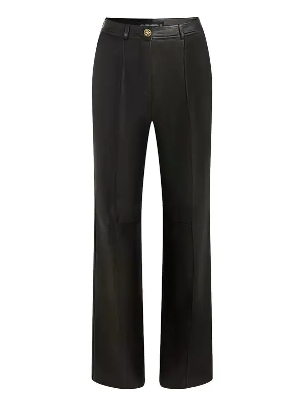 Karl Lagerfeld Leather Logo Pants - Black