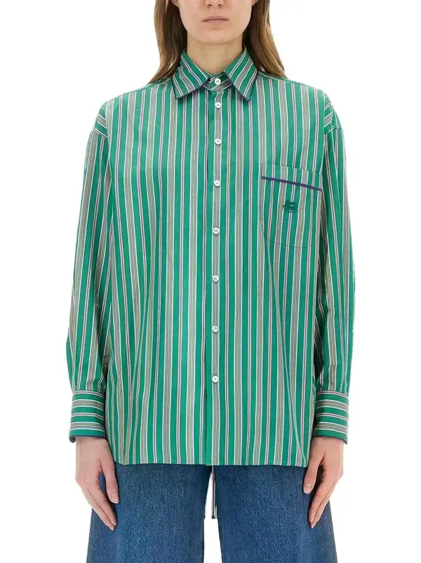 Etro Striped Cotton Shirt - Green