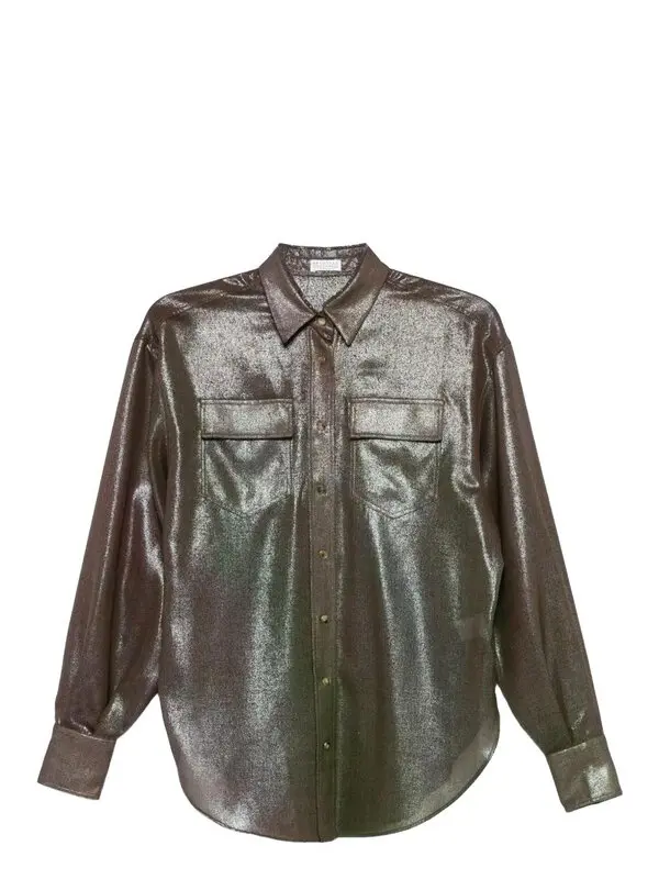 Brunello Cucinelli Metallic Effect Button-down Shirt - Brown