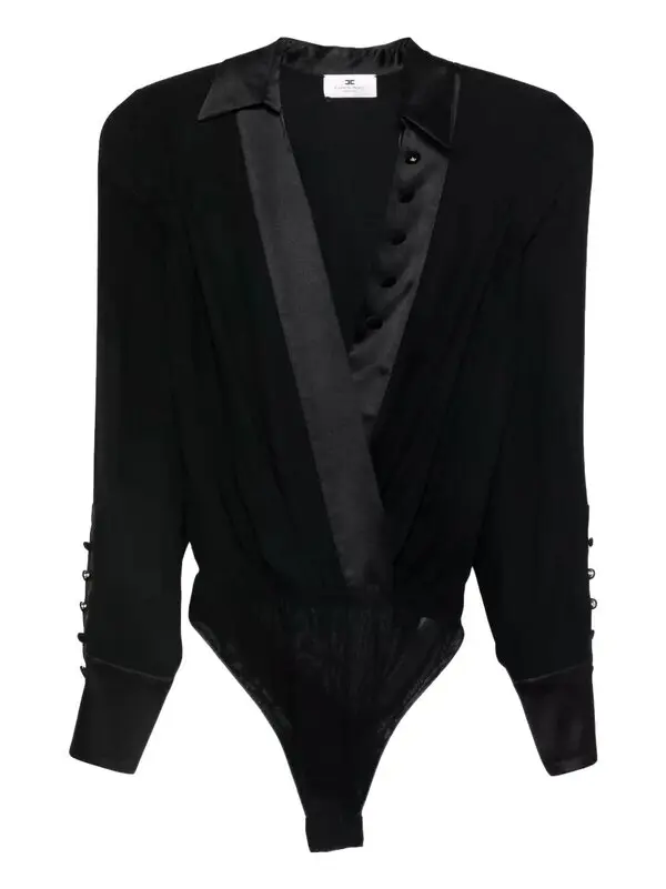 Elisabetta Franchi Panelled Button-cuff Bodysuit - Black