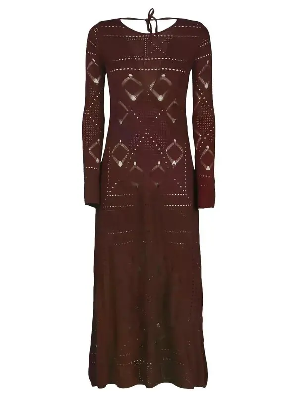 AKEP Crochet-knit Maxi Dress - Brown