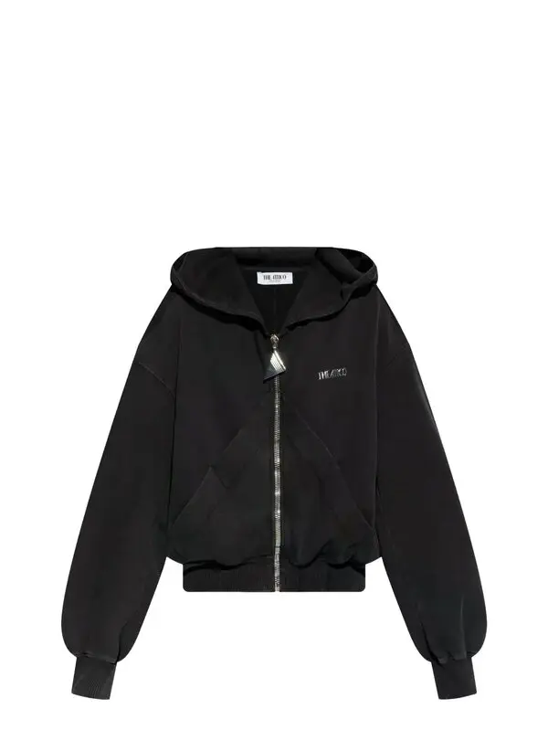 Attico Cotton Front-zip Hoodie - Black