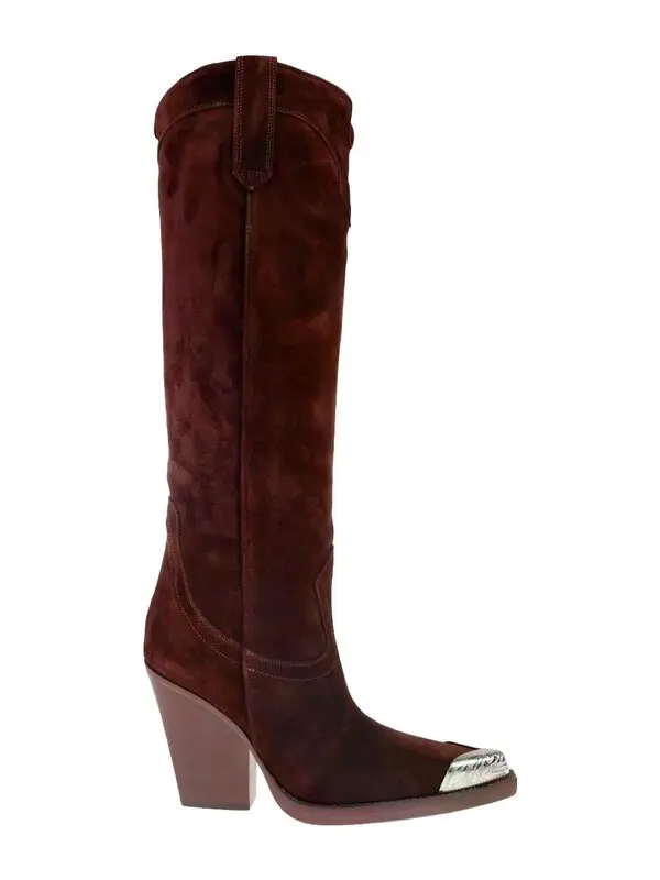 Paris Texas 10mm El Dorado Metallic-toe Suede Boots - Brown