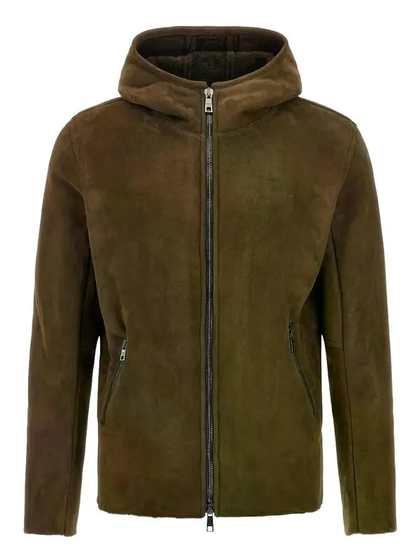 GIORGIO BRATO Hooded Suede Jacket - Green