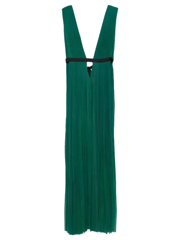 ROSERRY Santorini Pleated V-neck Maxi Dress - Green