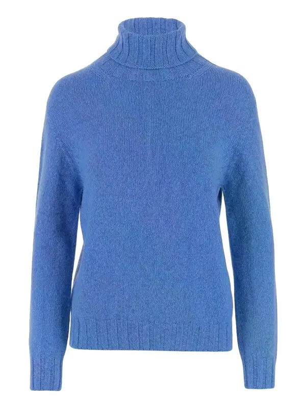 OLIVER LATTUGHI High-neck Ribbed Cashmere Sweater - Blue