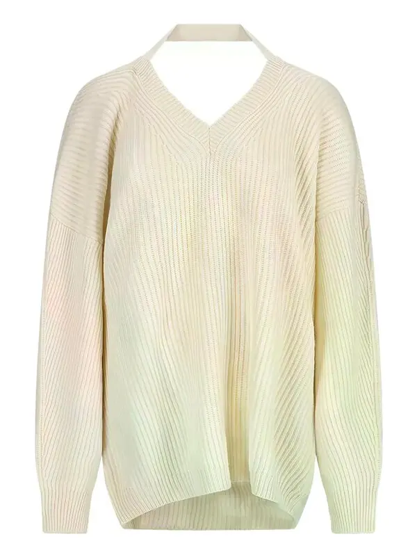 CANESSA Halter-neck Ribbed Sweater - Neutrals