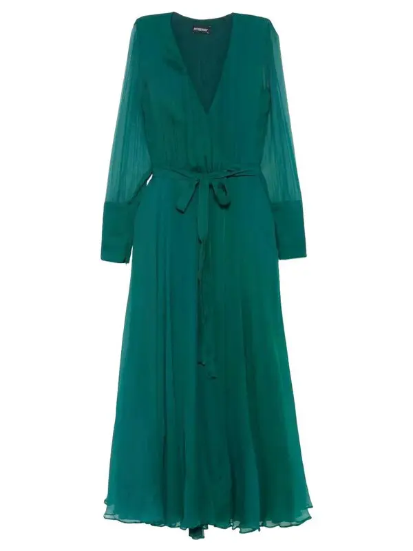ROSERRY Wrap Long-sleeve Midi Dress - Green