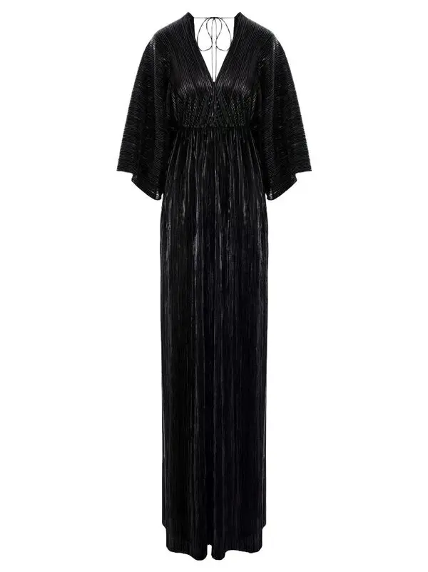 ROSERRY Athens Pleated V-neck Maxi Dress - Black