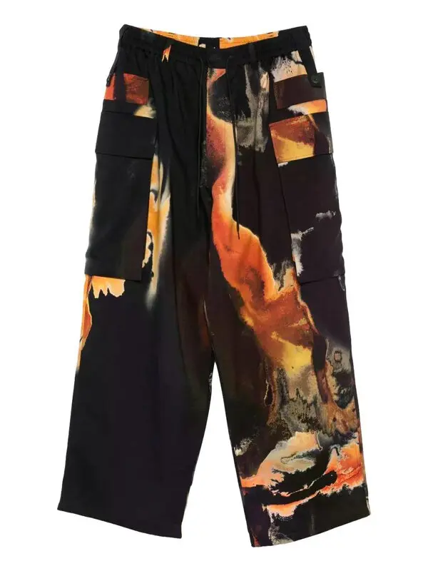 Y3 Abstract-print Cargo Pants - Black