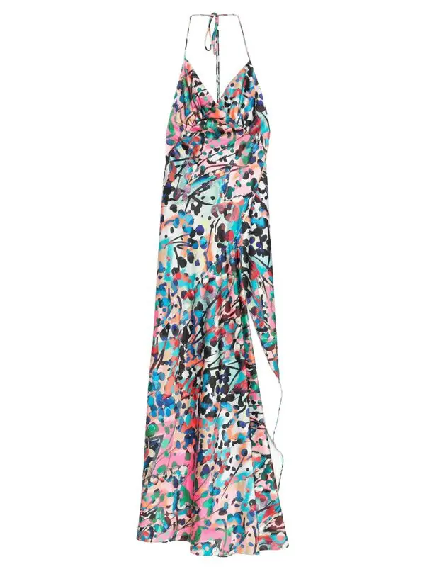 ROSERRY Seville Abstract-print Halterneck Maxi Dress - Pink