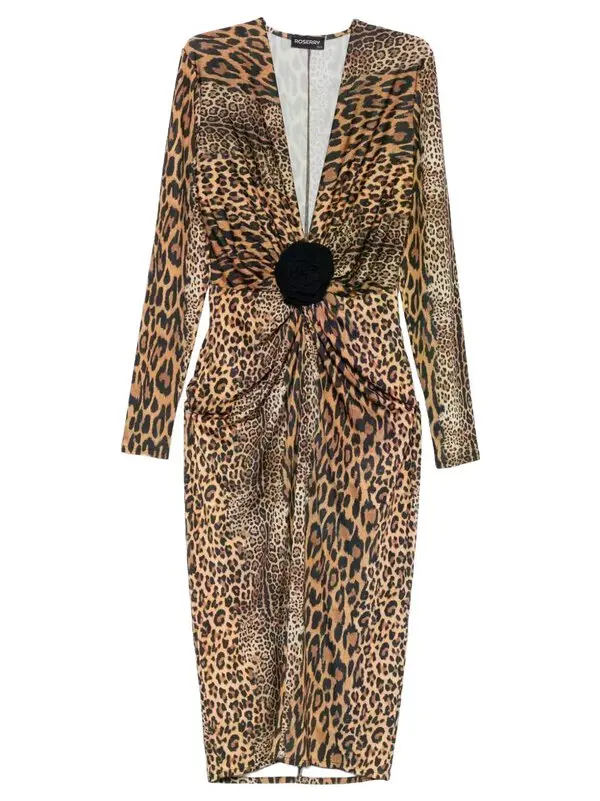 ROSERRY Leopard-print Midi Dress - Brown