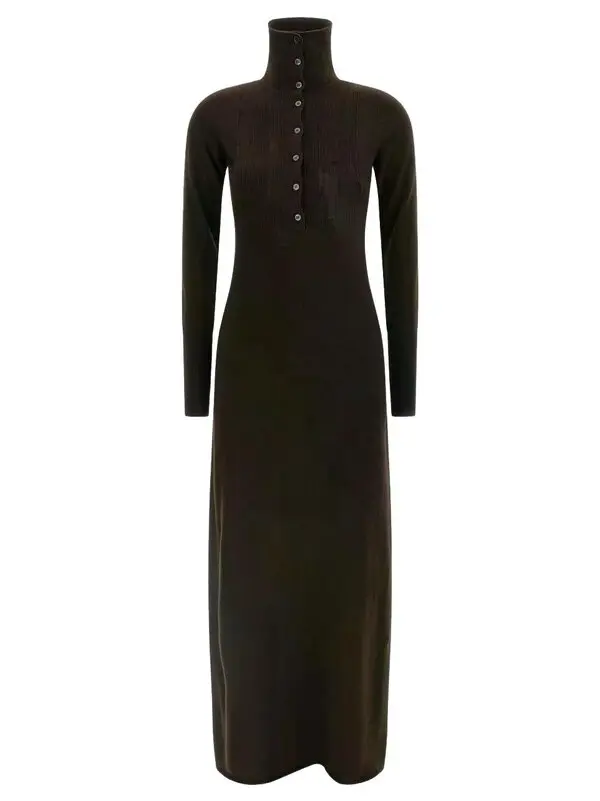 TOM FORD High-neck Button Maxi Dress - Brown