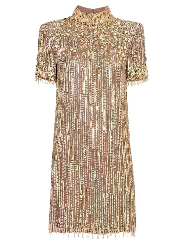 Jenny Packham Snapdragon Sequin-embellished Mini Dress - Neutrals