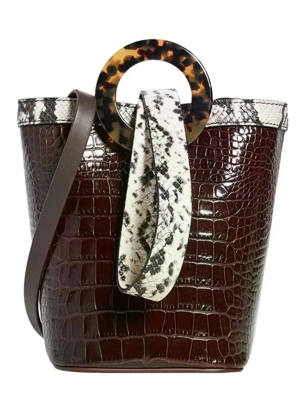 NICO GIANI Aurora Bucket Bag With Crocodile And Snake Effect Details - Brown