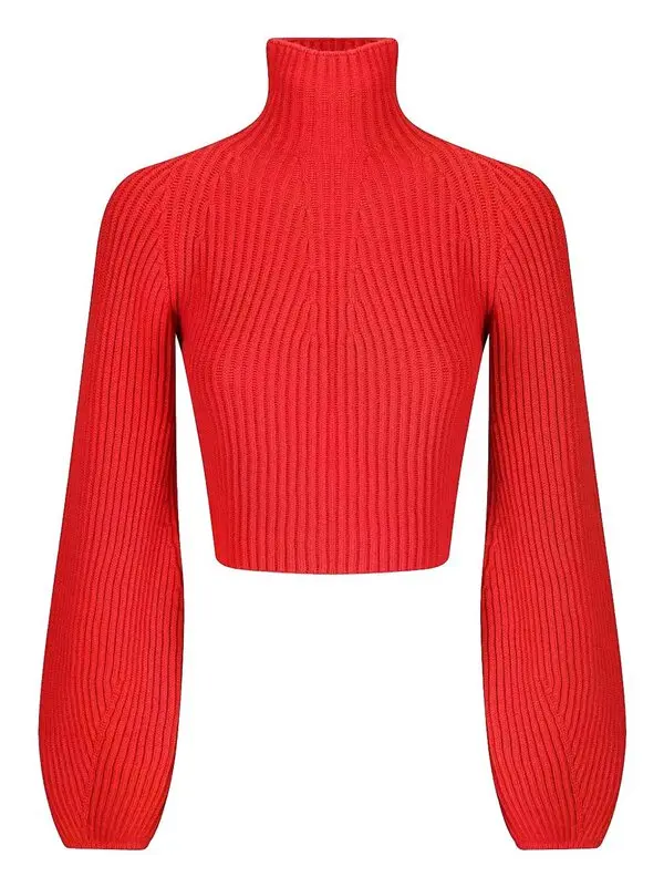 Sportmax Ribbed-knit Cropped Sweater - Red